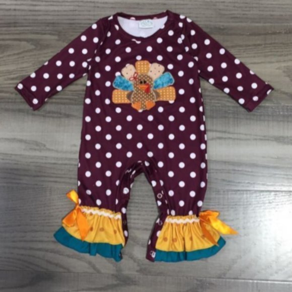 One Pieces | Boutique Baby Girls Thanksgiving Turkey Ruffle Romper Jumpsuit | Poshmark